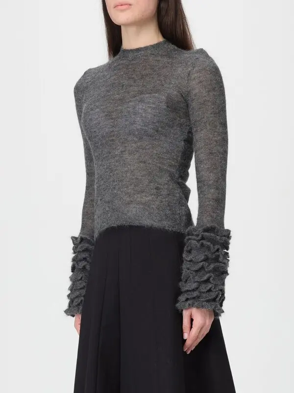 Alaïa Ruffled Cuff Knitted Jumper - Black