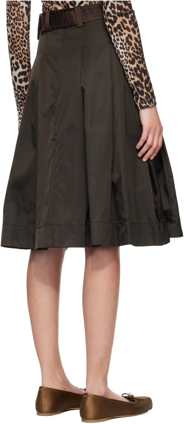 GANNI Duchesse Pleated Belted Skirt - Black
