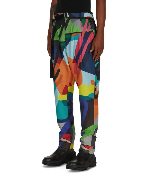 Sacai Printed Casual Pants With Belted Waist