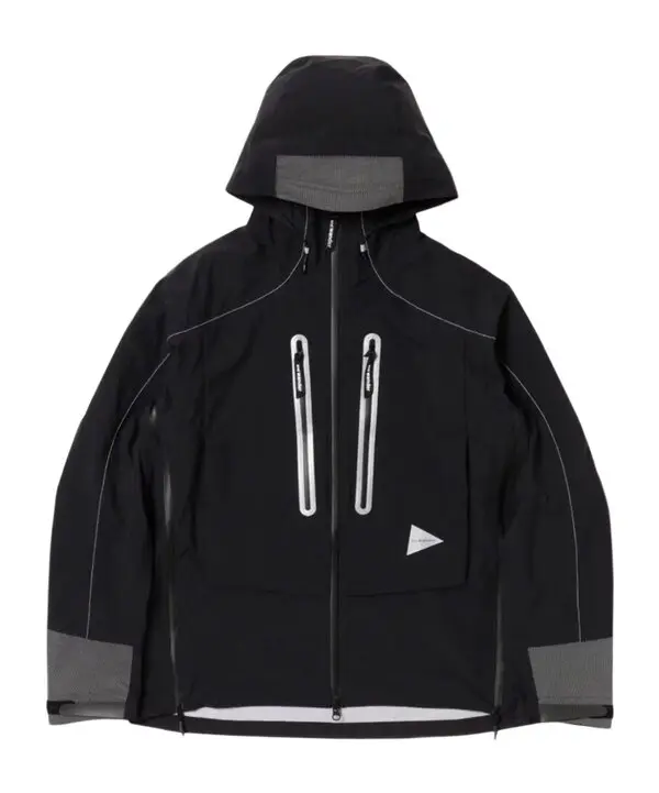 AND WANDER Hooded Zip-up Jacket - Black