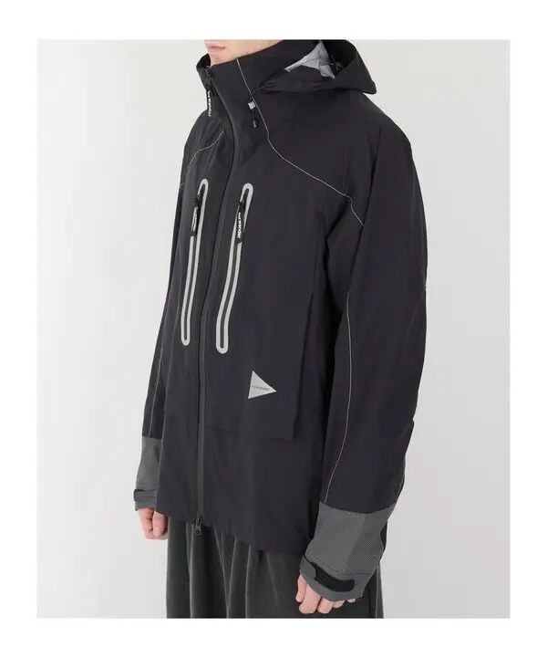 AND WANDER Hooded Zip-up Jacket - Black