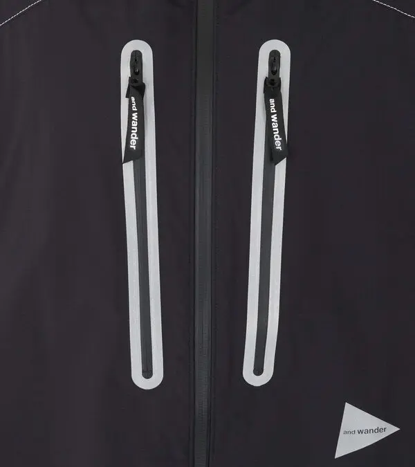 AND WANDER Hooded Zip-up Jacket - Black