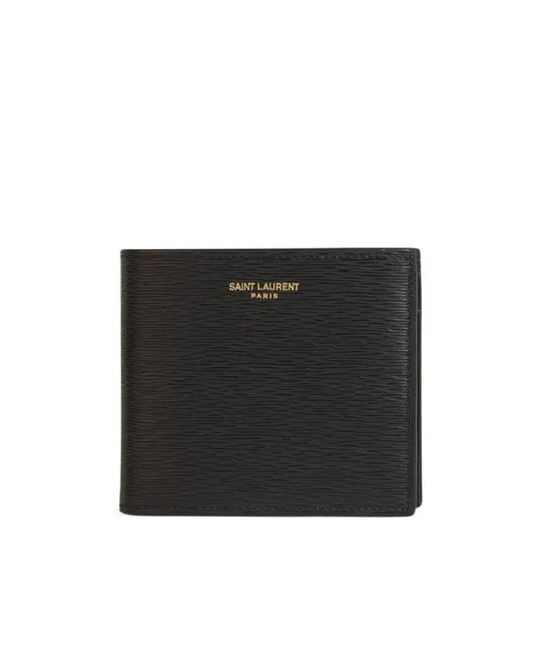Saint Laurent Logo Engraved Bifold Wallet - Black