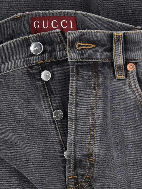 Gucci Wide Leg Denim Trousers - Dark Gray