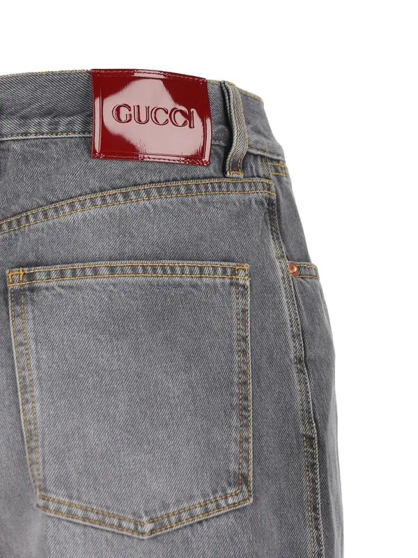Gucci Wide Leg Denim Trousers - Dark Gray