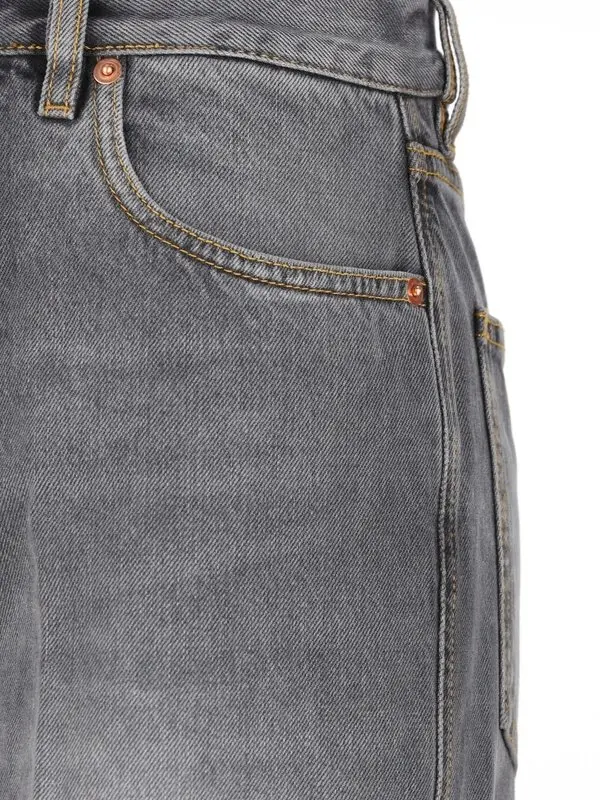 Gucci Wide Leg Denim Trousers - Dark Gray