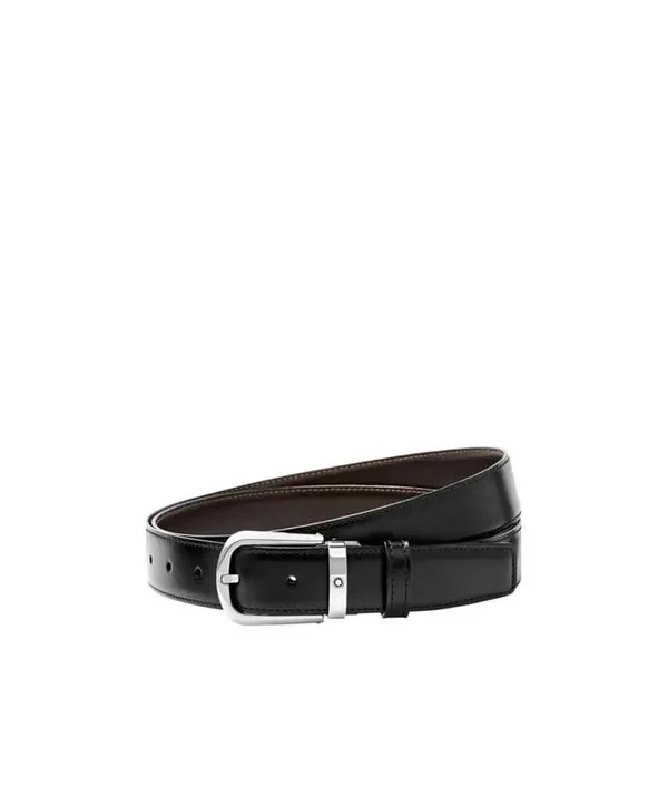 Montblanc Logo Patch Buckled Reversible Belt - Black