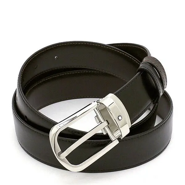Montblanc Logo Patch Buckled Reversible Belt - Black