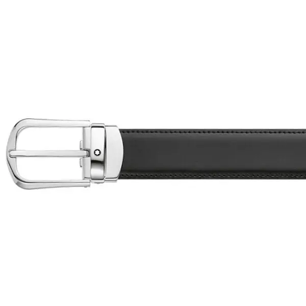 Montblanc Logo Patch Buckled Reversible Belt - Black