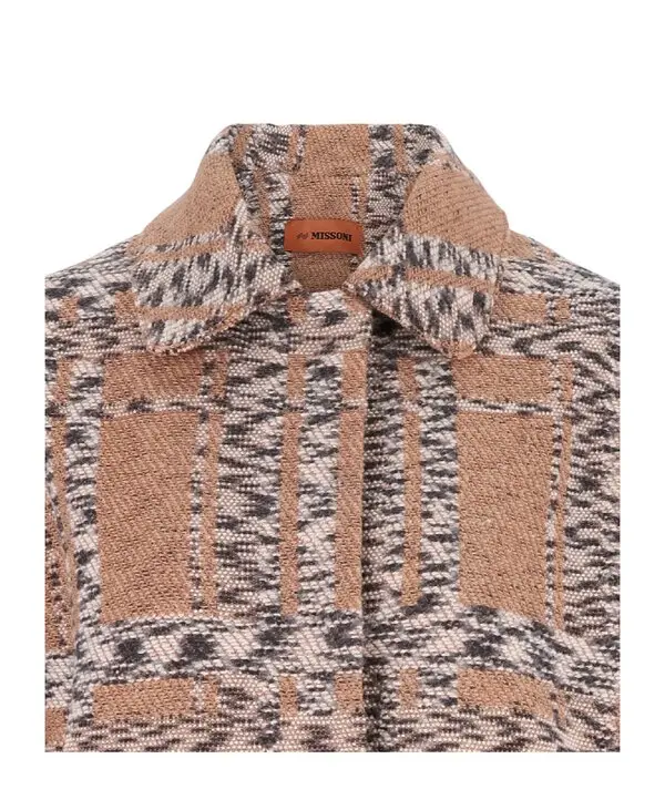Missoni Checked Single-breasted Knitted Coat - Nude