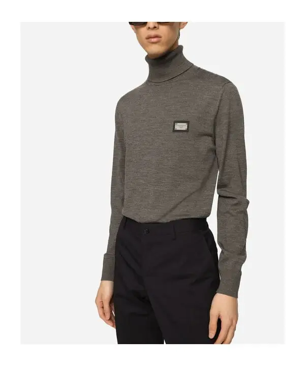 Dolce & Gabbana Logo Engraved Roll-neck Jumper