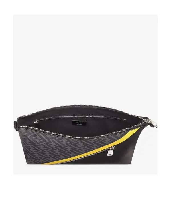 Fendi Ff Patterned Messenger Bag With Adjustable Shoulder Strap - Gray