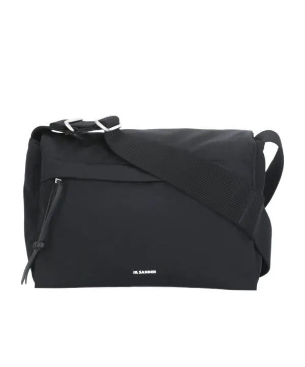 JIL SANDER Logo Print Messenger Bag - Black