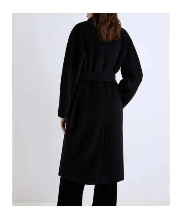 Marella Double-breasted Beaver Cloth Coat - Black