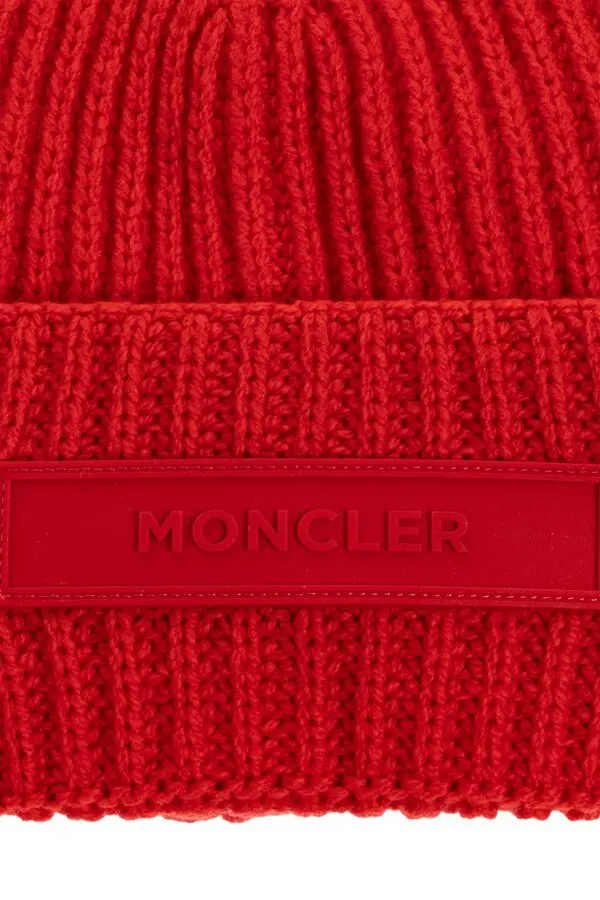 Moncler Logo Patch Ribbed Beanie