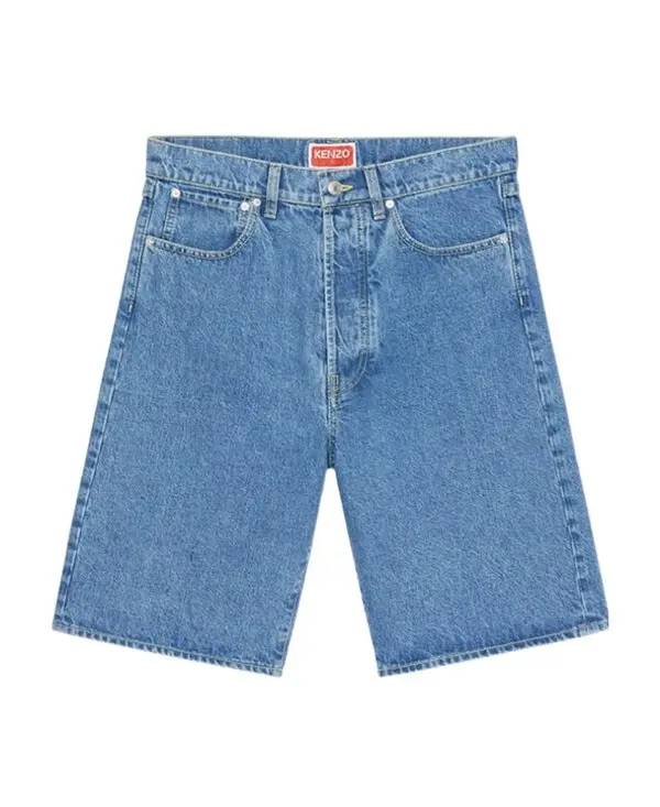 Kenzo Himawari Logo Detailed Denim Shorts