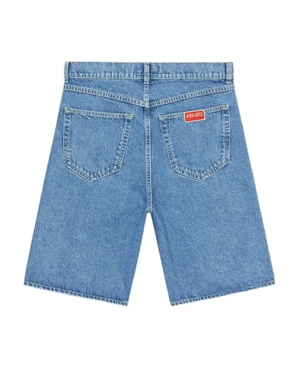 Kenzo Himawari Logo Detailed Denim Shorts