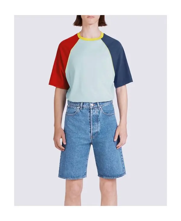 Kenzo Himawari Logo Detailed Denim Shorts