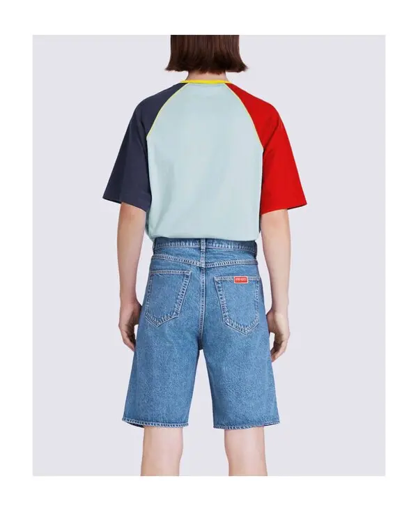 Kenzo Himawari Logo Detailed Denim Shorts