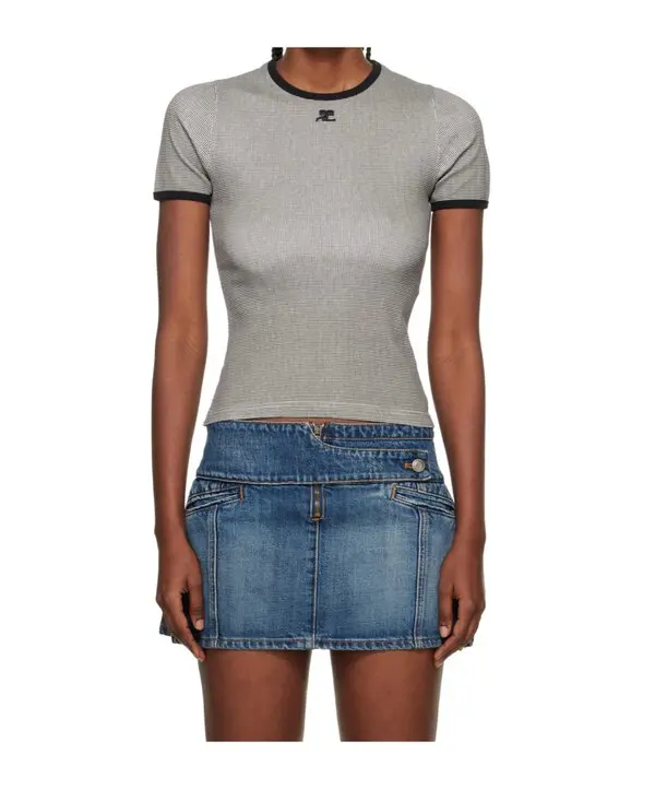 COURREGES Signature Contrast T-shirt - Black