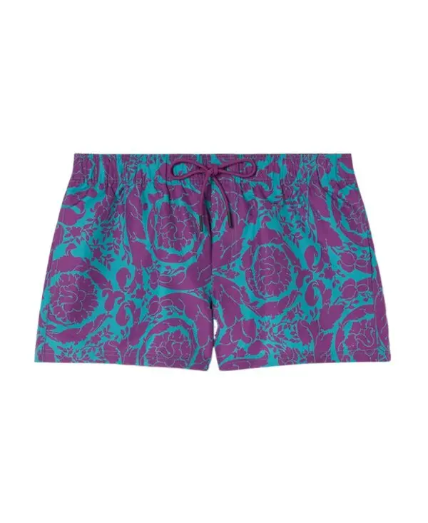 Versace Baroque Pattern Drawstring Swim Shorts - Purple