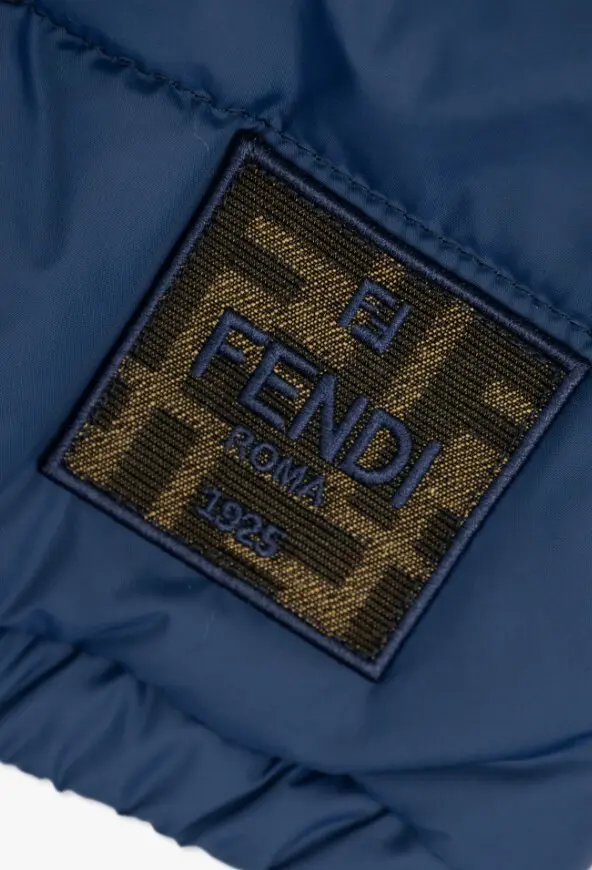 Fendi Logo-plaque Quilted Jacket - Navy