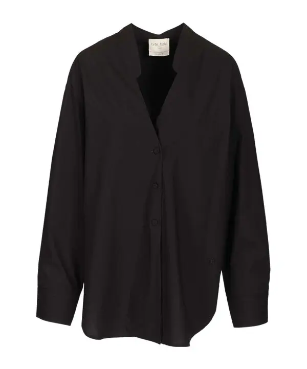 FORTE_FORTE Oversized Embroidered Shirt - Black
