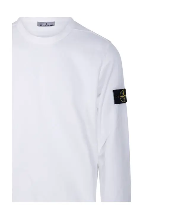 Stone Island Crewneck Sweatshirt With Compass Patch - White
