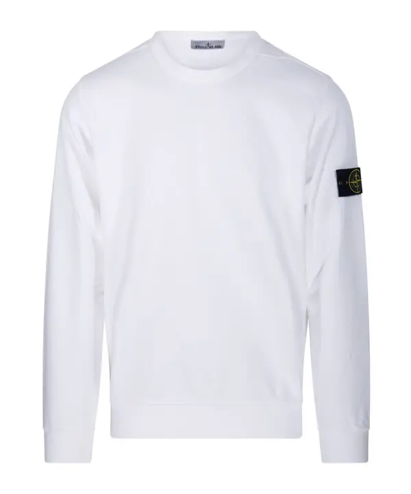 Stone Island Crewneck Sweatshirt With Compass Patch - White
