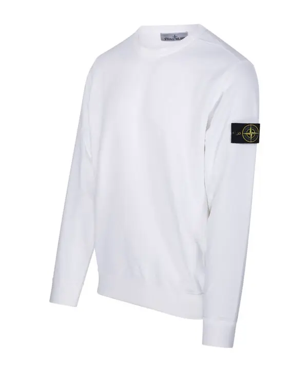 Stone Island Crewneck Sweatshirt With Compass Patch - White