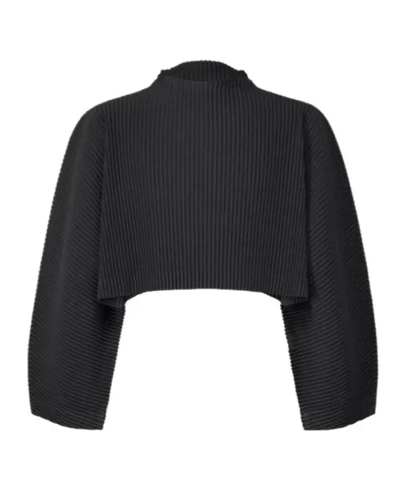 Issey Miyake Homme Plissé Pleated Cropped T-shirt - Black