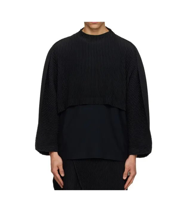 Issey Miyake Homme Plissé Pleated Cropped T-shirt - Black