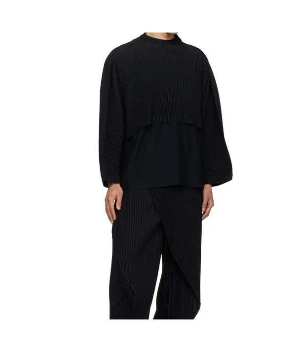 Issey Miyake Homme Plissé Pleated Cropped T-shirt - Black