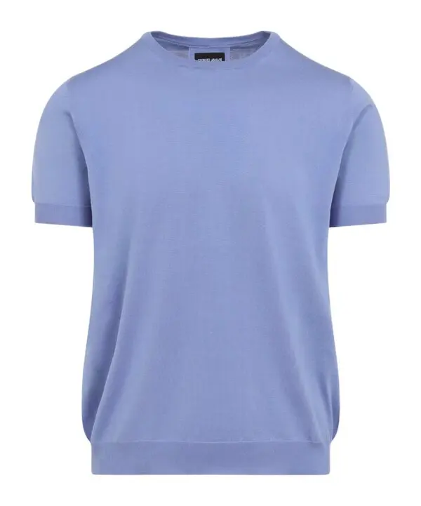 Giorgio Armani Short-sleeve Knitted Sweater - Blue