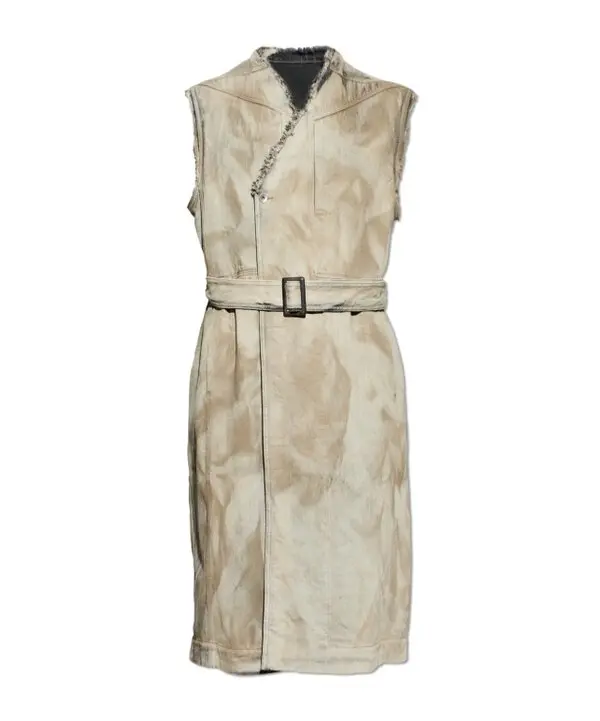 Rick Owens Sleeveless Belted Coat - Beige