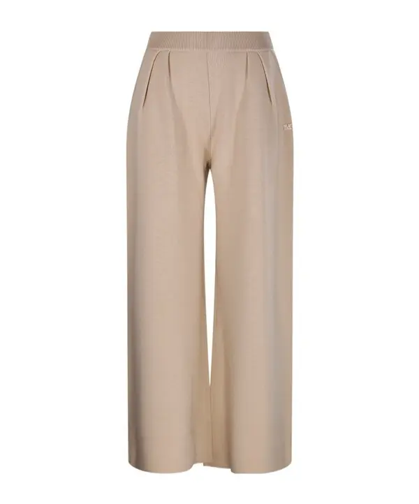 Max Mara Wide Leg Pants With Logo Embroidery