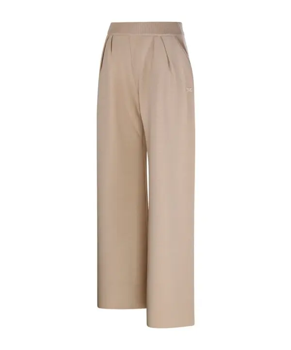 Max Mara Wide Leg Pants With Logo Embroidery
