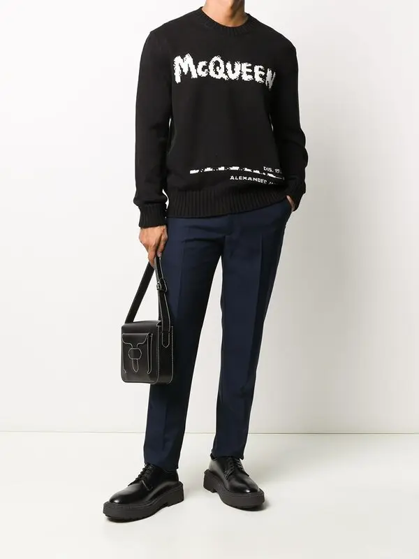 Alexander McQueen Graffiti Logo Intarsia Knitted Jumper - No