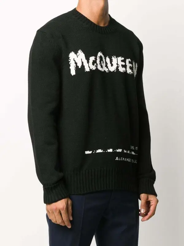 Alexander McQueen Graffiti Logo Intarsia Knitted Jumper - No