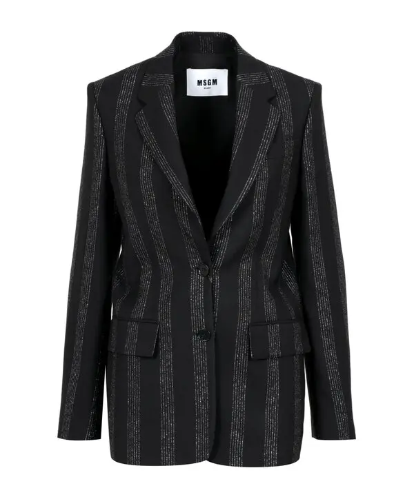 MSGM Striped Single-breasted Blazer - Black