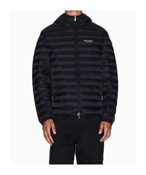 Armani Exchange Quilted Down Jacket With Hood - Black