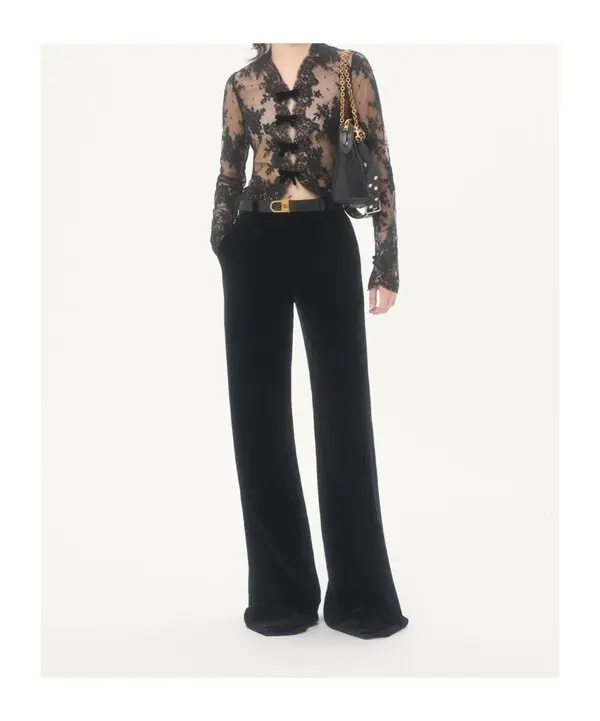 Valentino Garavani Wide Leg Velvet Trousers