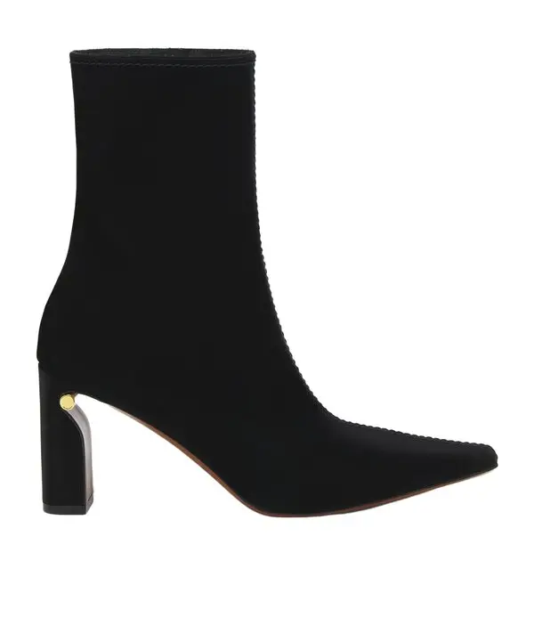 Alexander McQueen Pointed-toe Block Heel Ankle Boots With Gold-tone T-bar Detail
