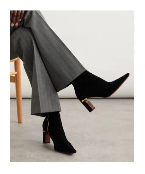 Alexander McQueen Pointed-toe Block Heel Ankle Boots With Gold-tone T-bar Detail