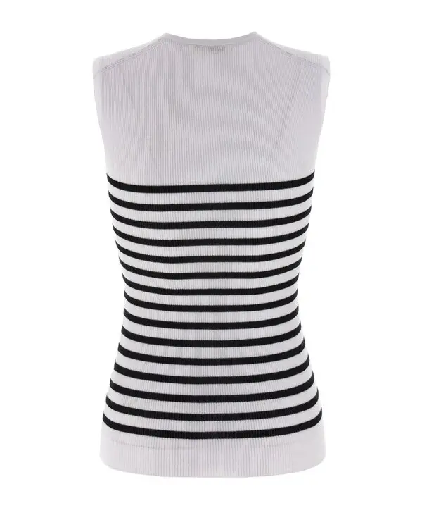Khaite Striped V-neck Knit Tank Top - Gray