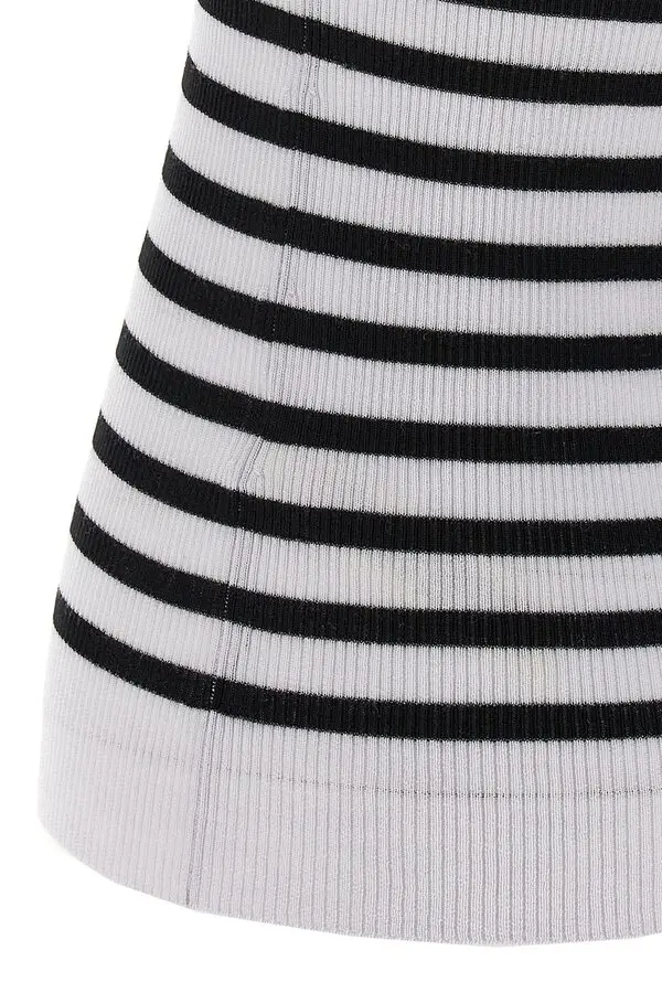 Khaite Striped V-neck Knit Tank Top - Gray