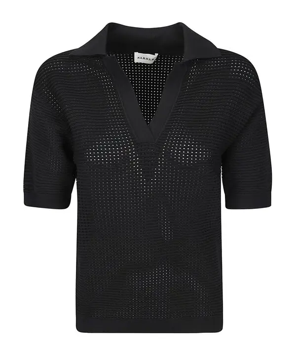 P.a.r.o.s.h Short-sleeved Knitted Polo Shirt With Cutout Details