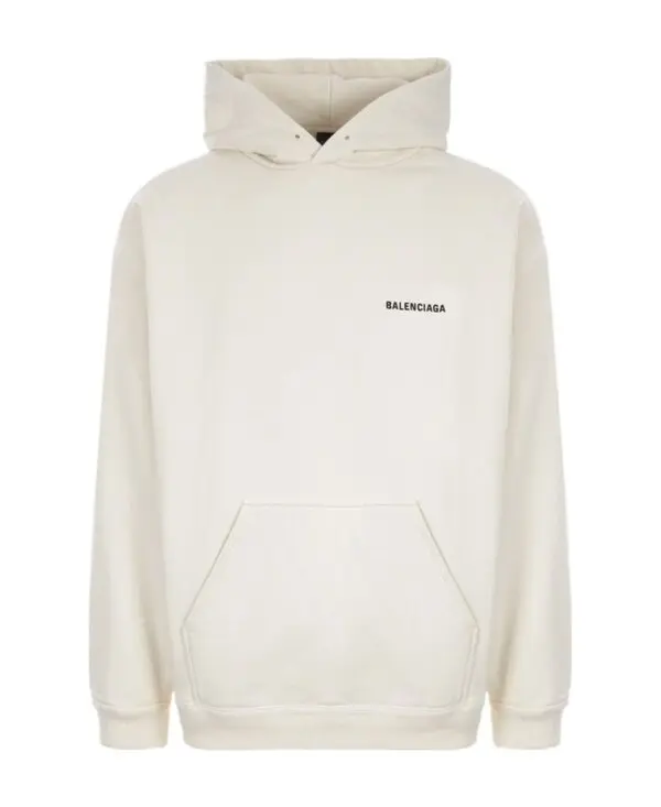 Balenciaga Oversized Cotton Hoodie With Embroidered Logo - White