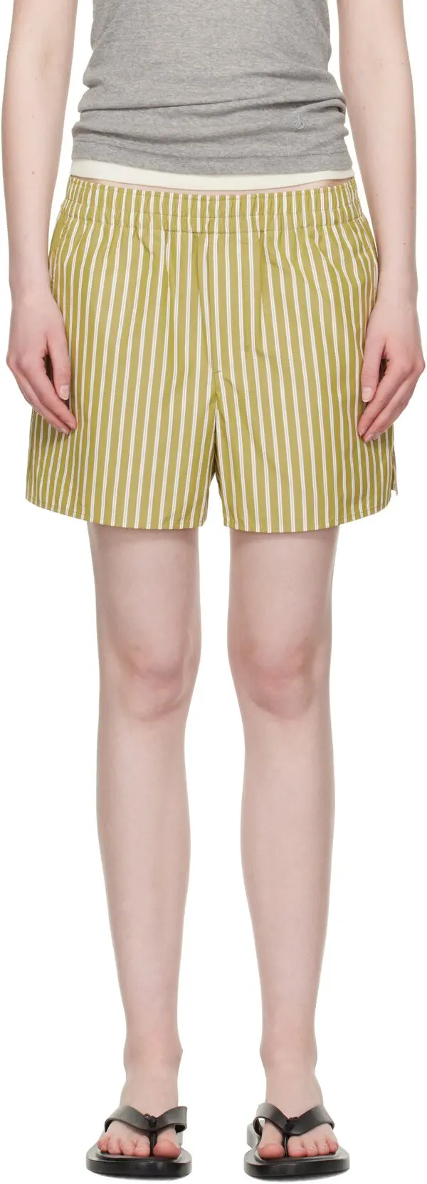 AMI Paris Striped Relaxed Shorts - Nude
