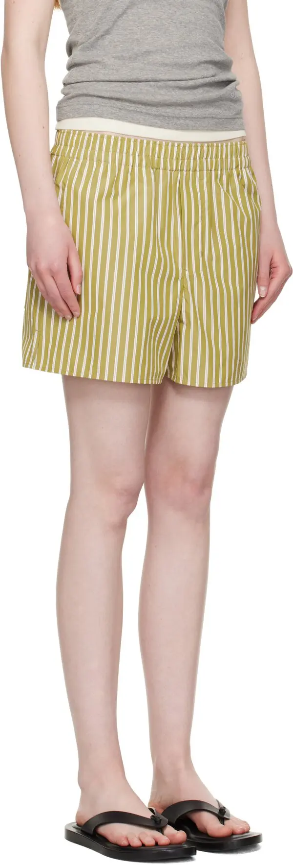 AMI Paris Striped Relaxed Shorts - Nude